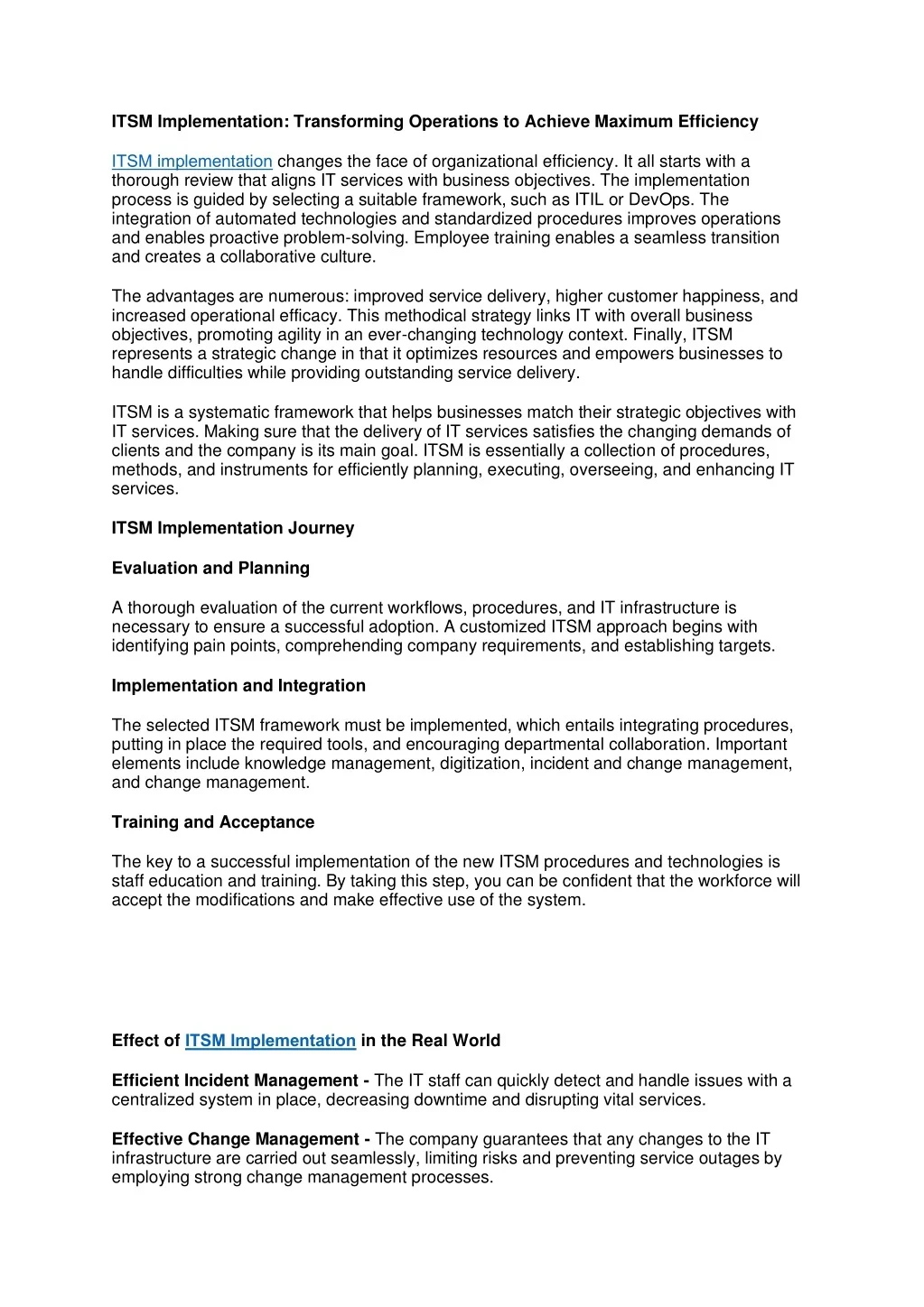 PPT - ITSM Implementation: Transforming Operations to Achieve Maximum ...