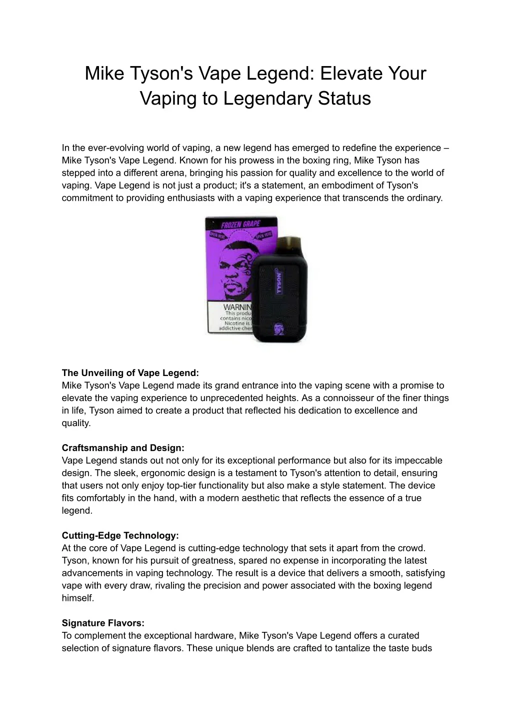 PPT - Mike Tyson's Vape Legend_ Elevate Your Vaping to Legendary Status ...