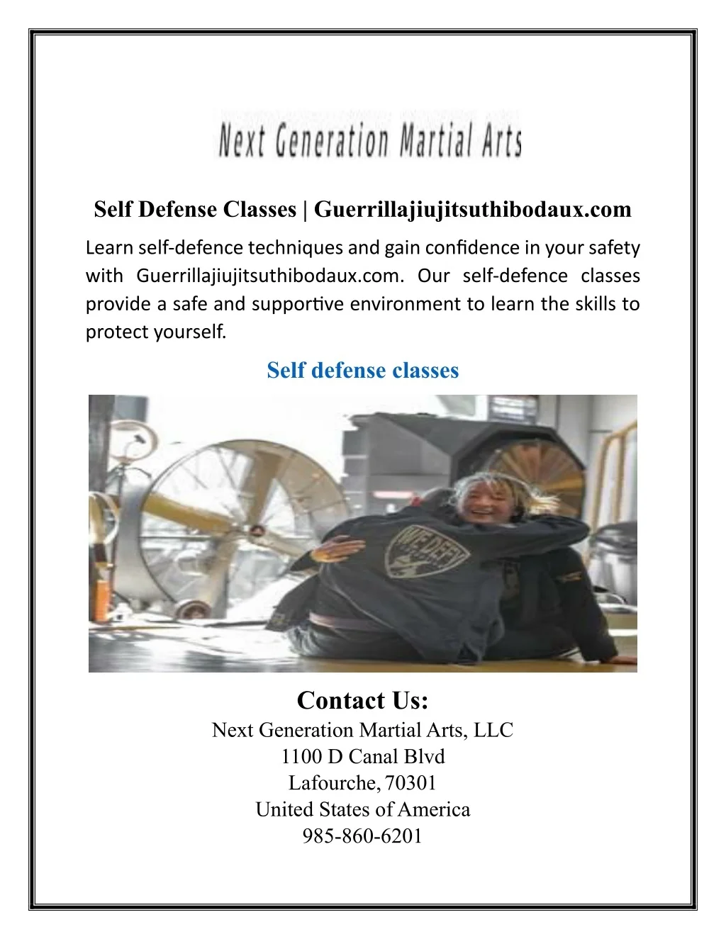 PPT - Self Defense Classes | Guerrillajiujitsuthibodaux.com PowerPoint ...