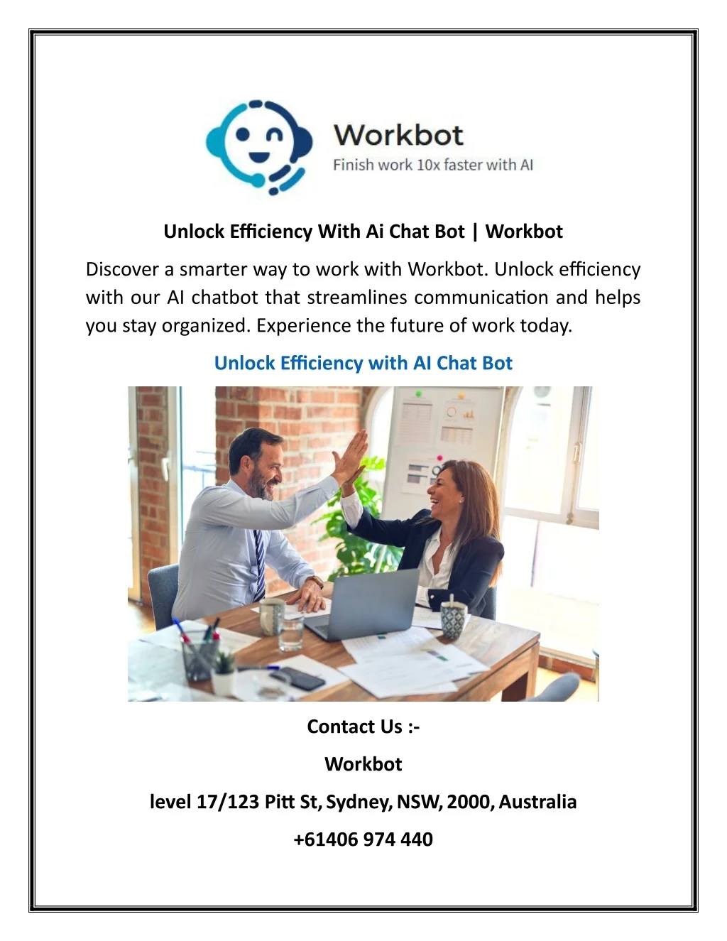 PPT - Unlock Efficiency With Ai Chat Bot Workbot PowerPoint Presentation - ID:12687646