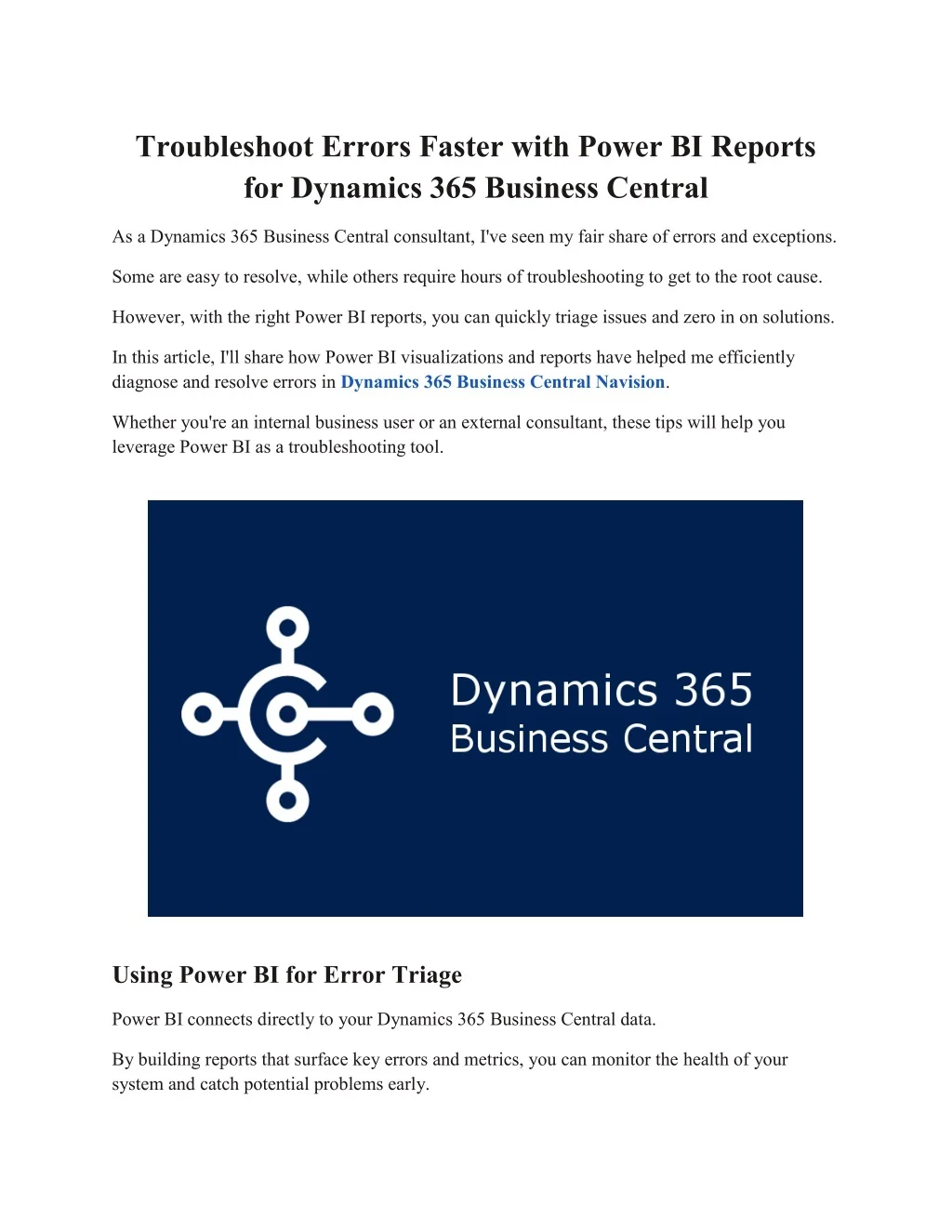 PPT - Troubleshoot Errors Faster with Power BI Reports for Dynamics 365 Business Central ...