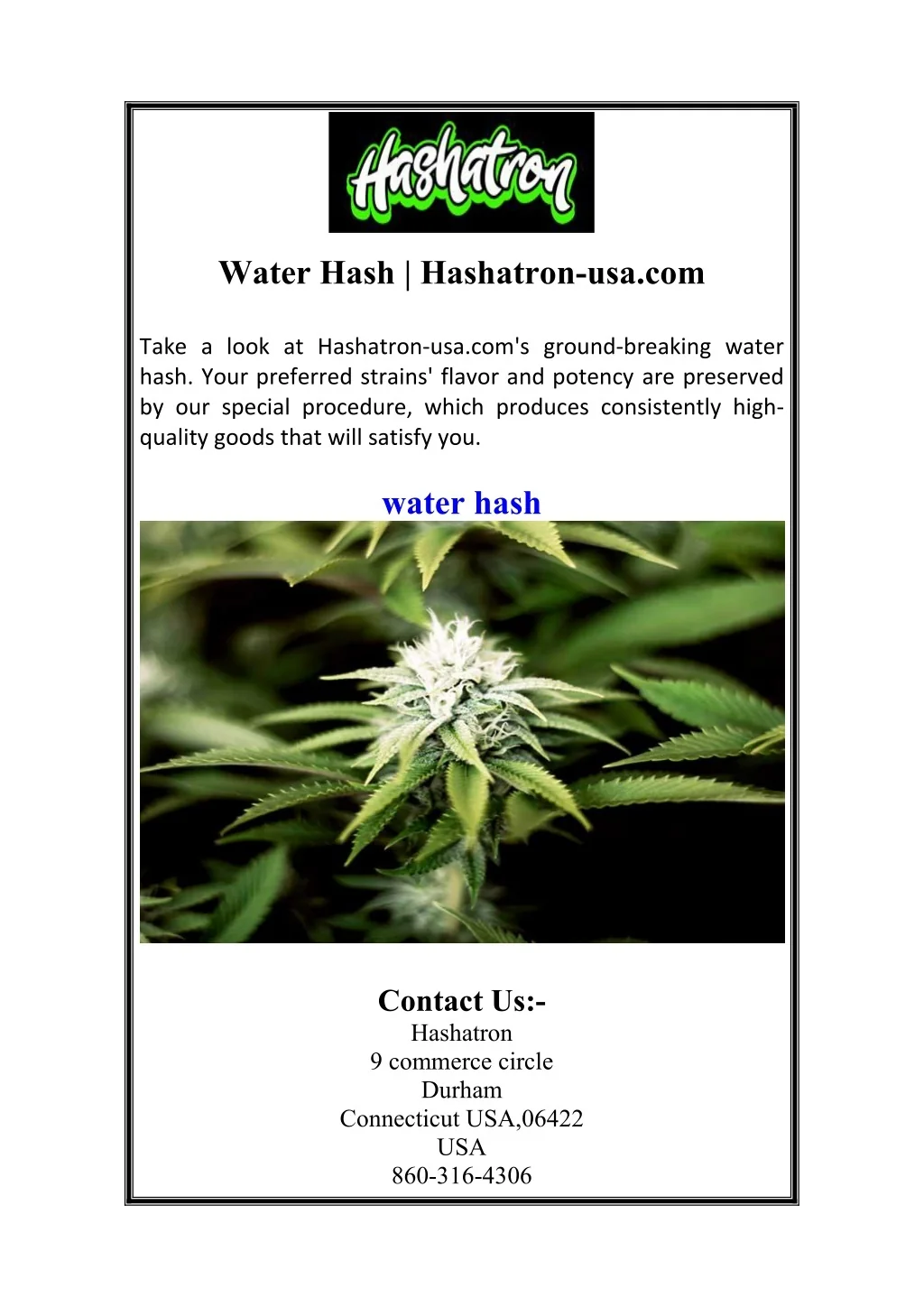 PPT - Water Hash | Hashatron-usa.com PowerPoint Presentation, free ...