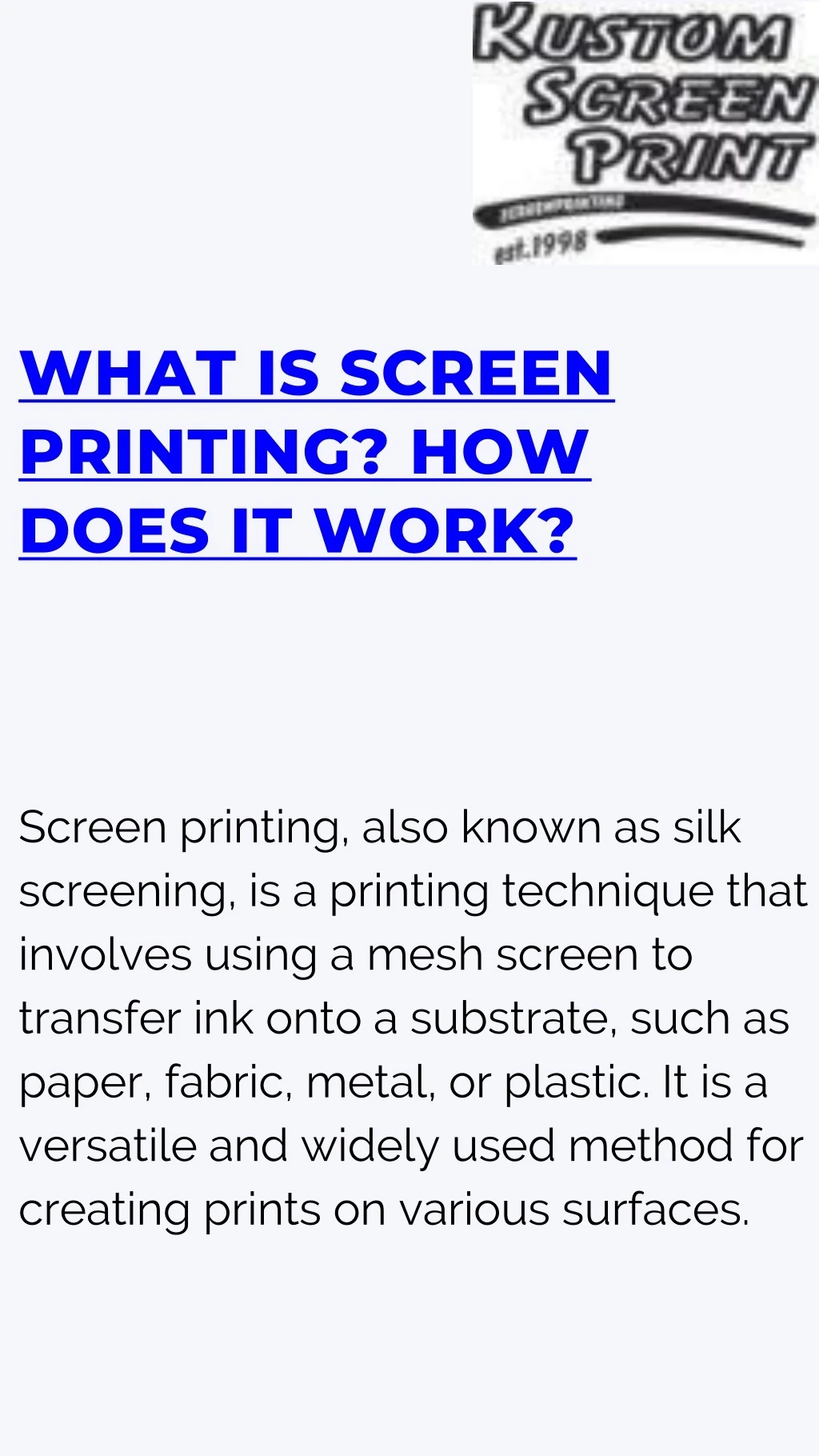 PPT - what is screen printing How does it work? PowerPoint Presentation ...