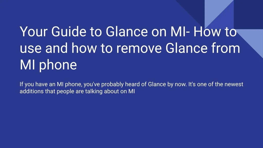 PPT - Your Guide to Glance on MI- How to use and how to remove Glance ...