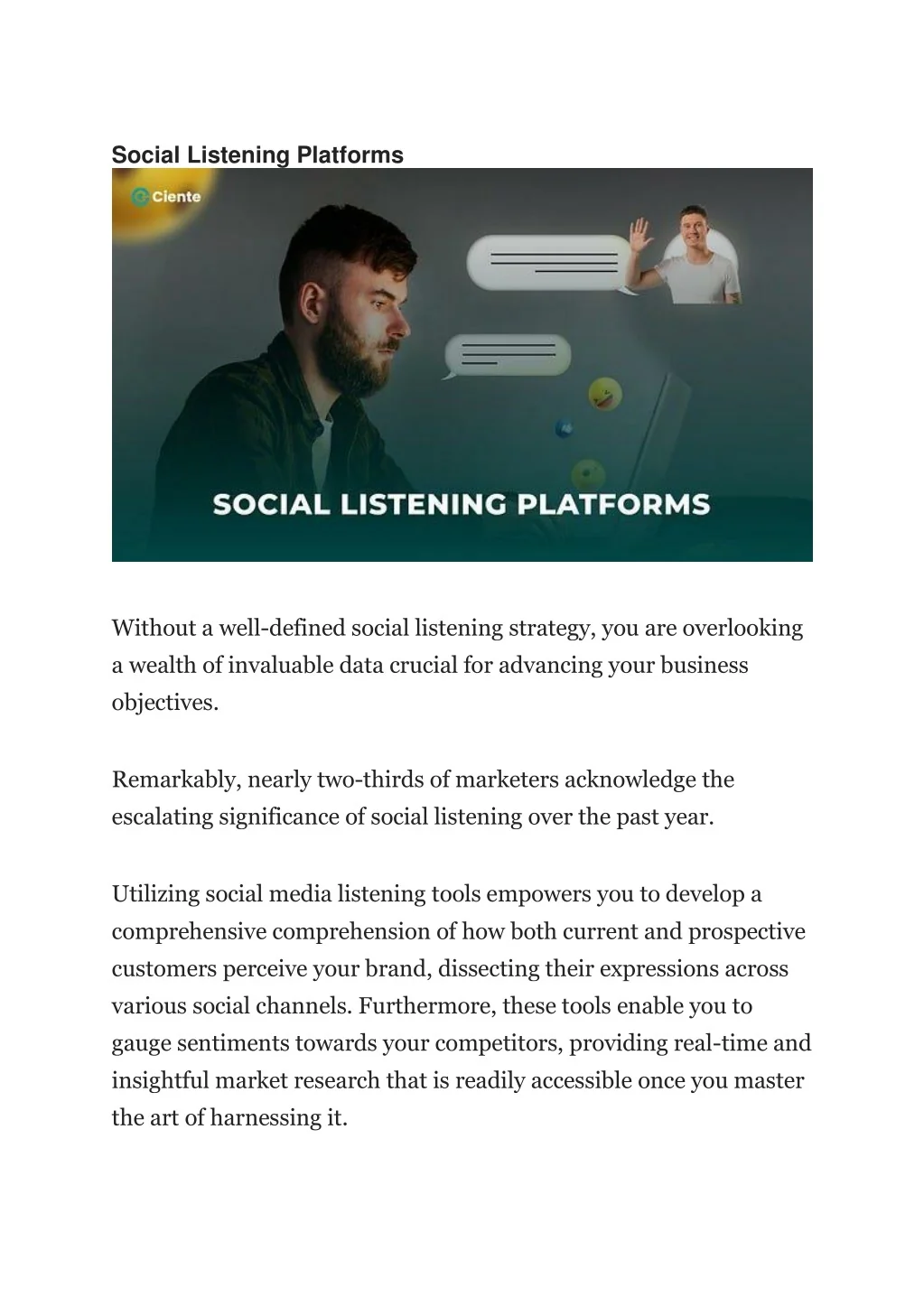 PPT - Social Listening Platforms PowerPoint Presentation, free download ...