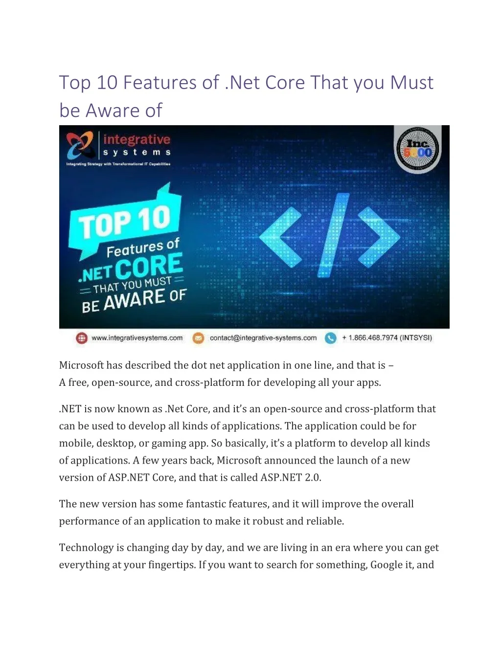 PPT - Top 10 Features of .Net Core That you Must be Aware of PowerPoint Presentation - ID:12692603