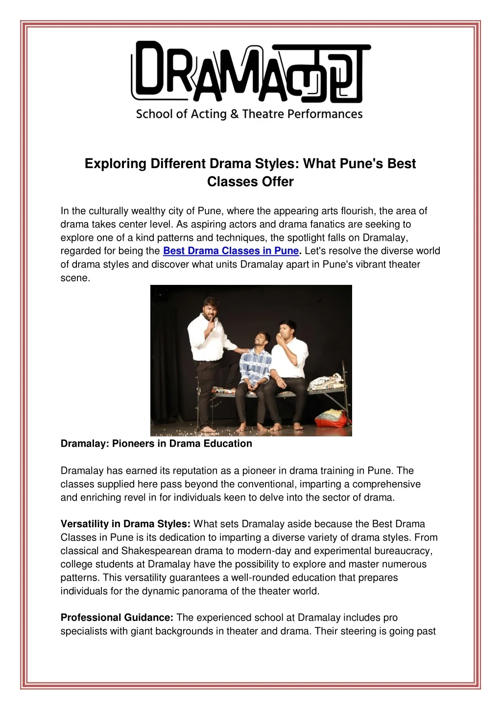 PPT - Exploring Different Drama Styles What Punes Best Classes Offer ...