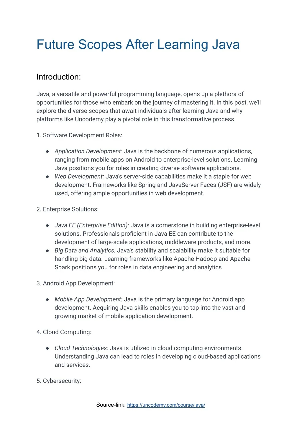 PPT - Future Scopes After Learning Java - Uncodemy PowerPoint ...