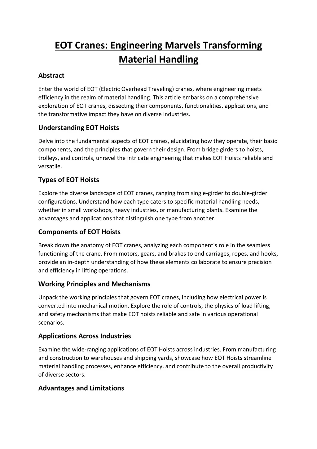 PPT - EOT Cranes: Engineering Marvels Transforming Material Handling ...
