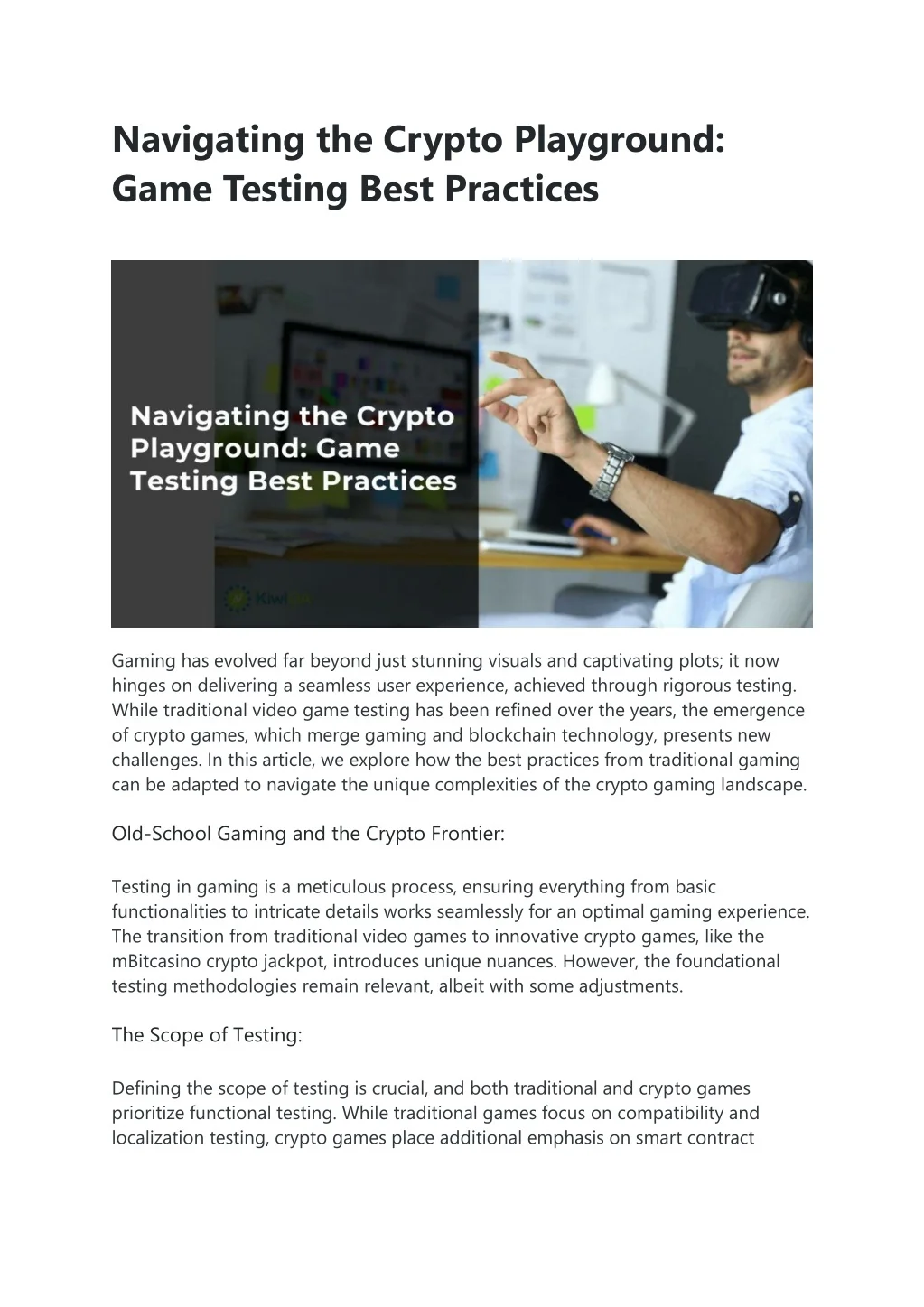 PPT - Navigating the Crypto Playground: Game Testing Best Practices ...