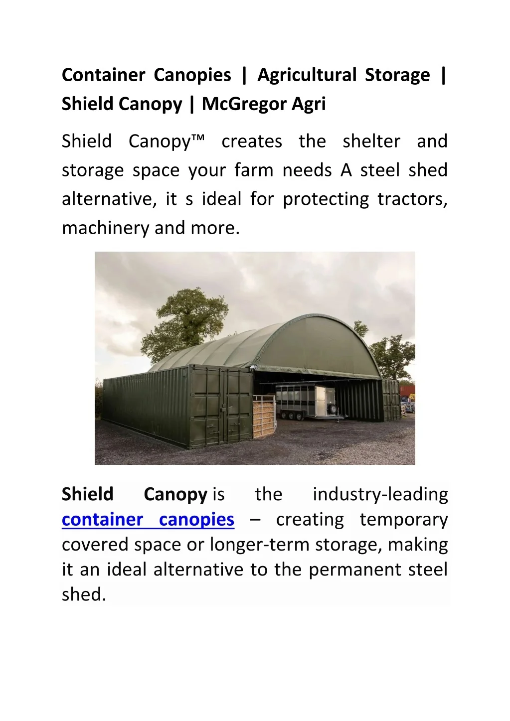 PPT - Container Canopies - Agricultural Storage - McGregor Agri ...