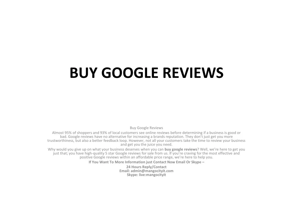 PPT - BUY GOOGLE REVIEWS PowerPoint Presentation, free download - ID ...