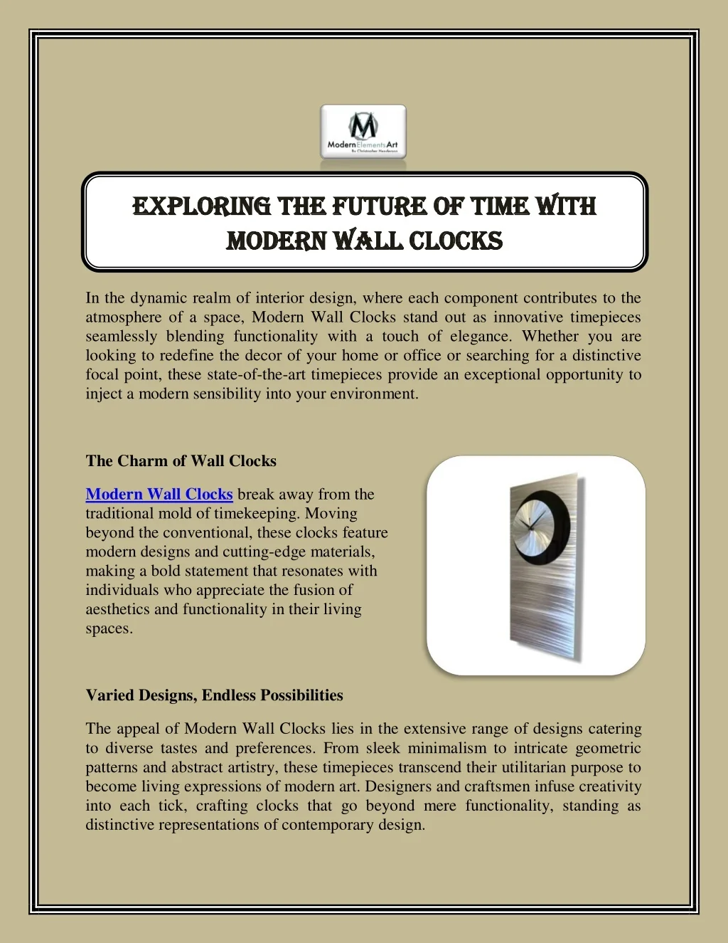 PPT - Exploring the Future of Time with Modern Wall Clocks PowerPoint ...