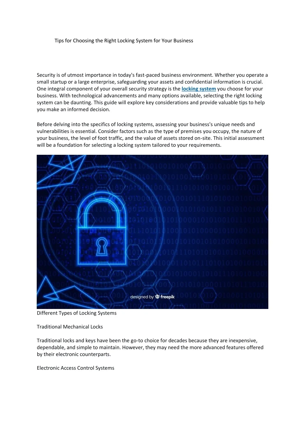 PPT - Tips for Choosing the Right Locking System for Your Business ...