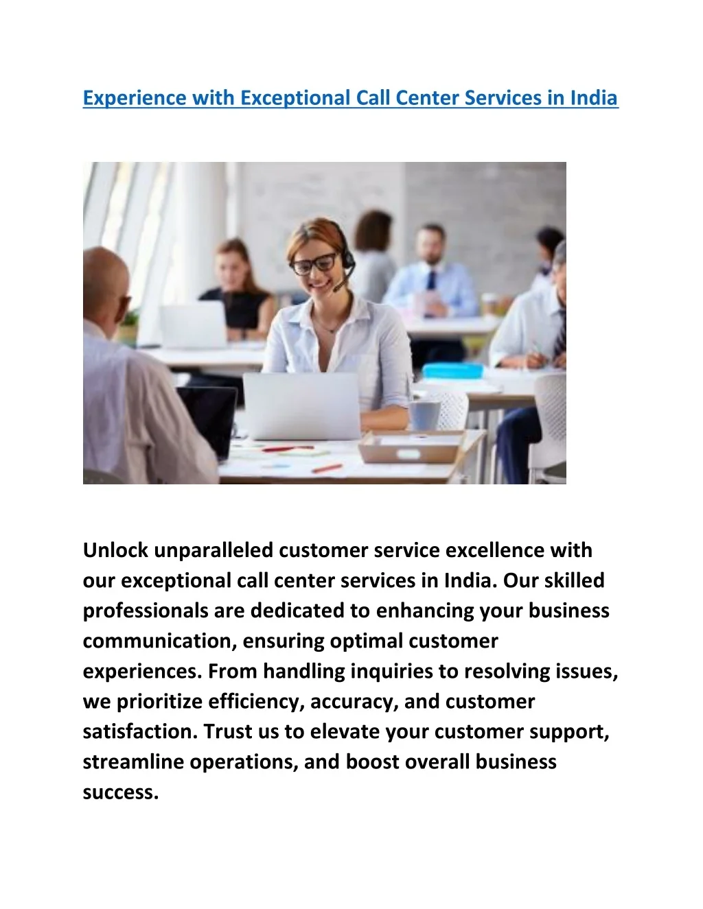 PPT - Experience with Exceptional Call Center Services in India ...