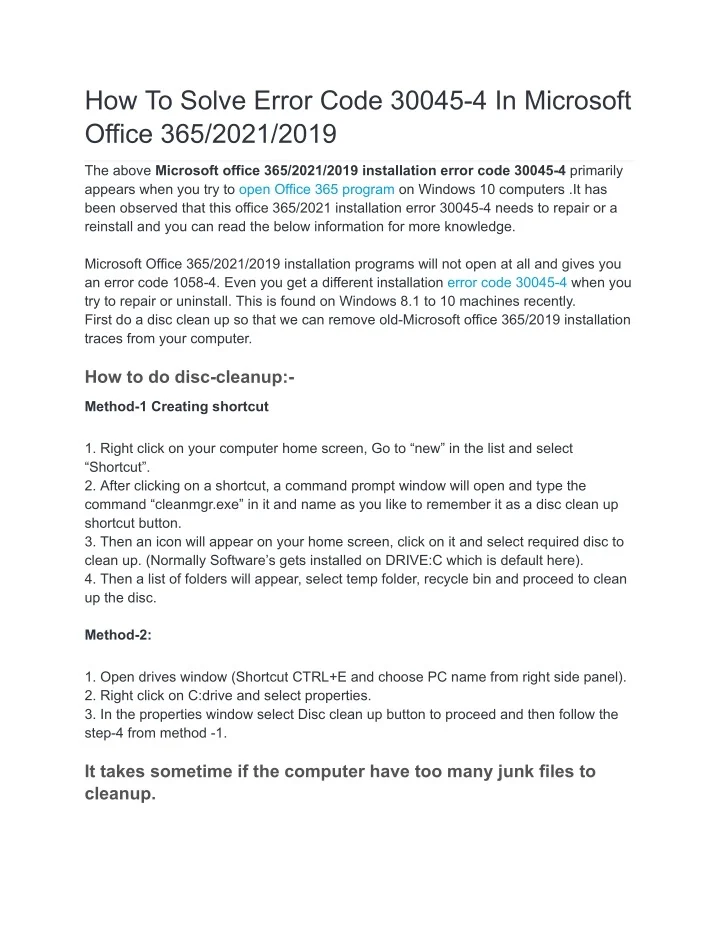 PPT How To Solve Error Code 30045 4 In Microsoft Office 365 2021 2019