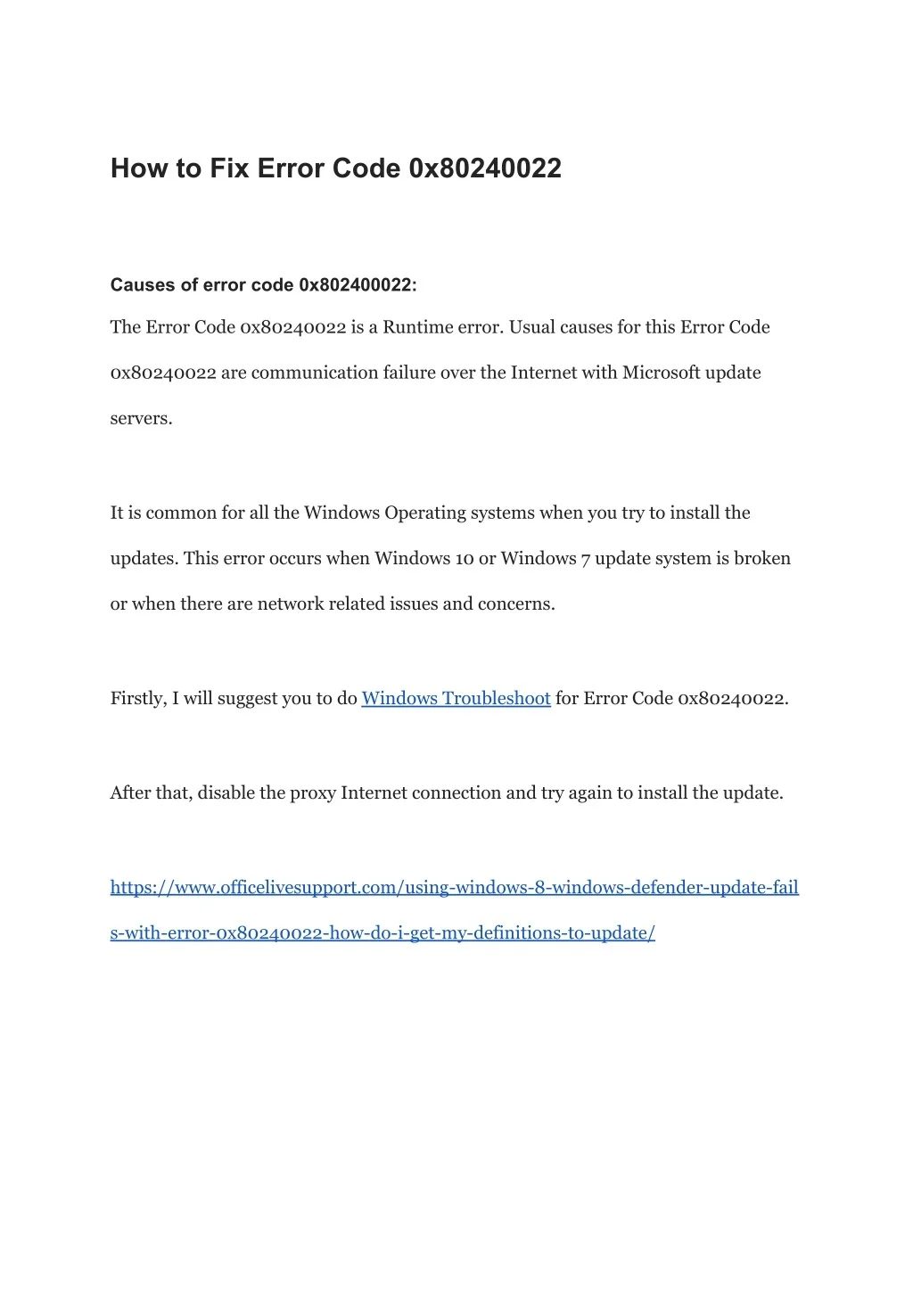 PPT - How to Fix Error Code 0x80240022 PowerPoint Presentation, free download - ID:12720944