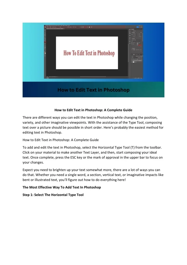 PPT How To Edit Text In Photoshop A Complete Guide PowerPoint
