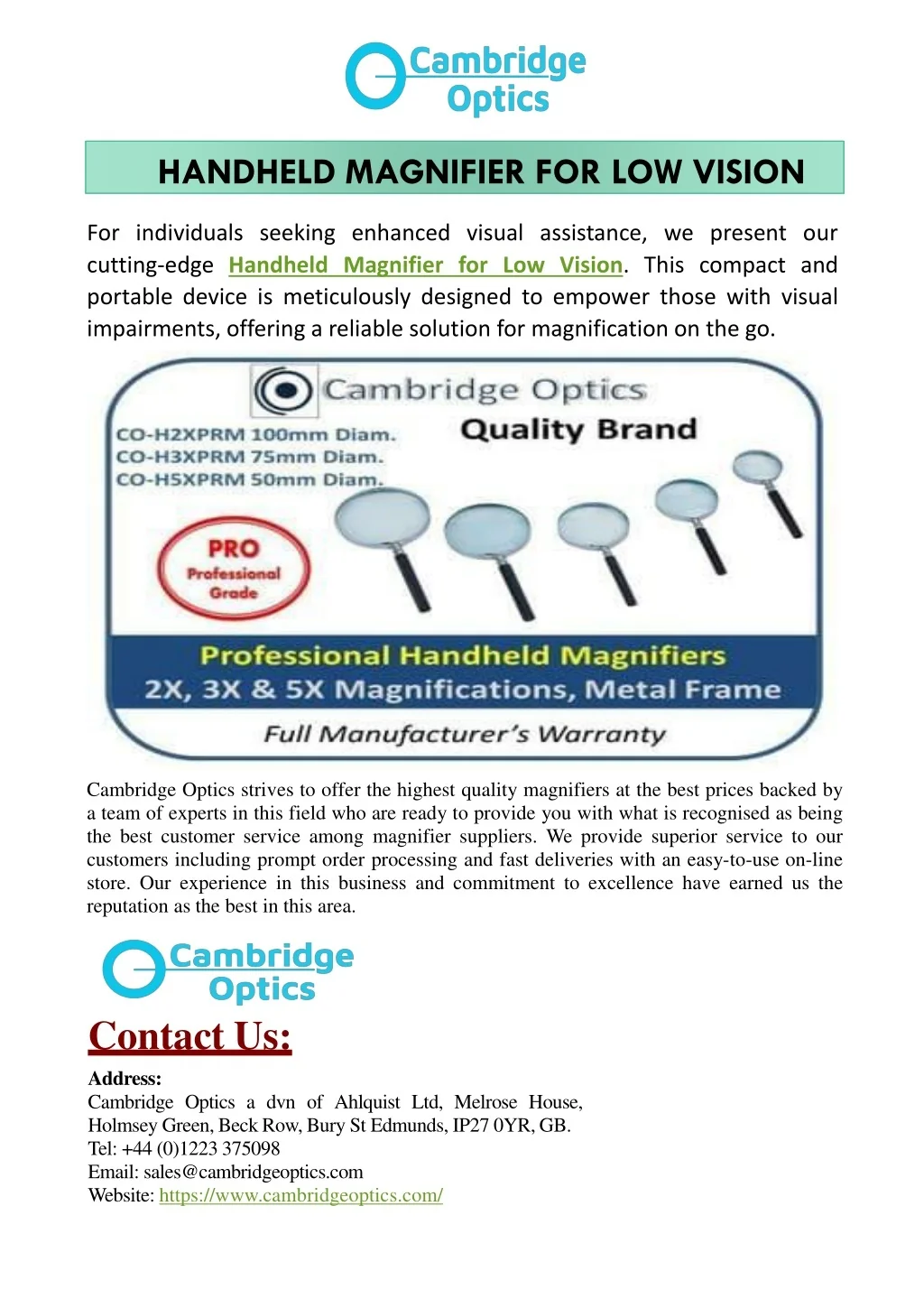 PPT - Handheld Magnifier for Low Vision PowerPoint Presentation, free ...