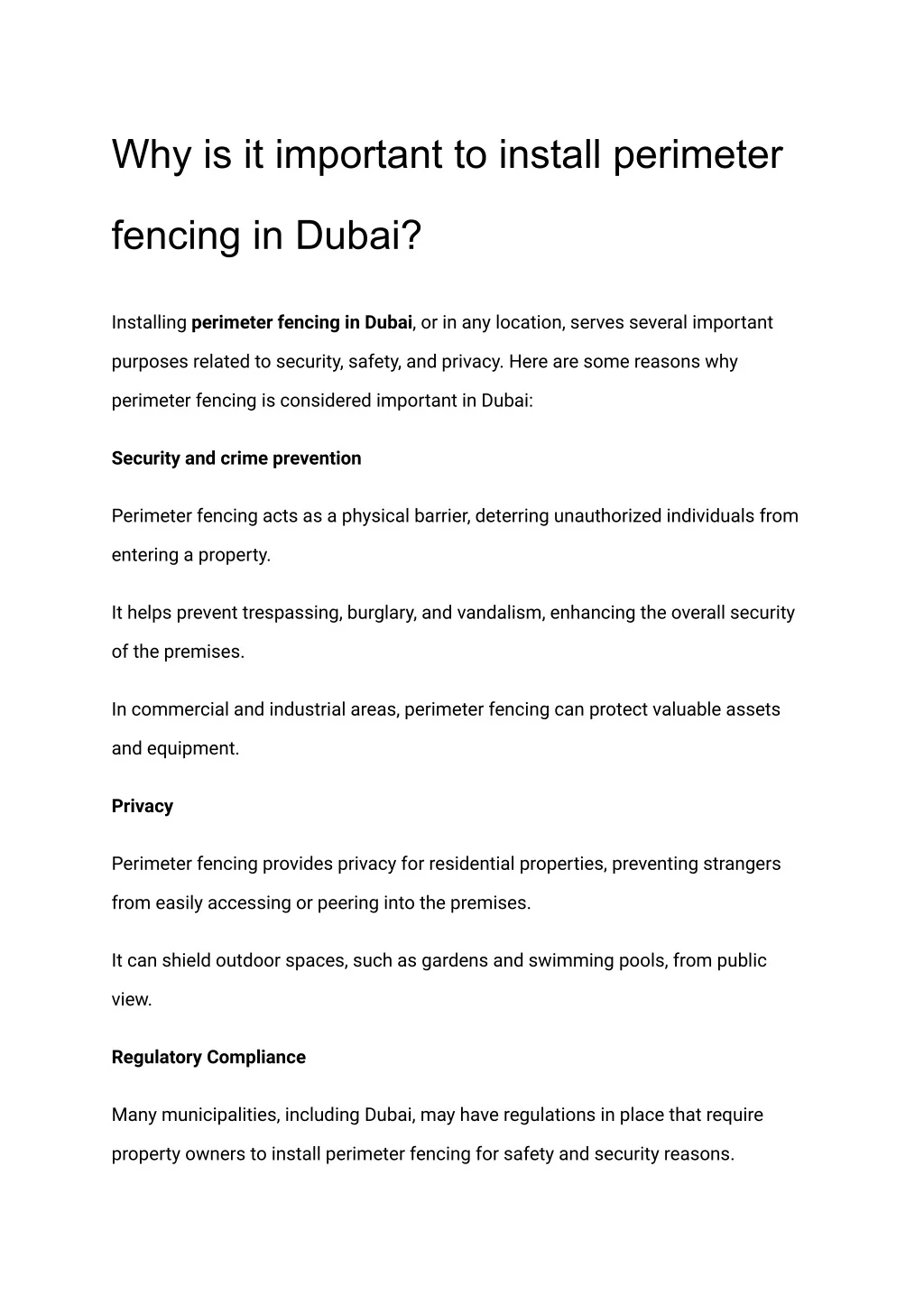 PPT - Why is it important to install perimeter fencing in Dubai ...