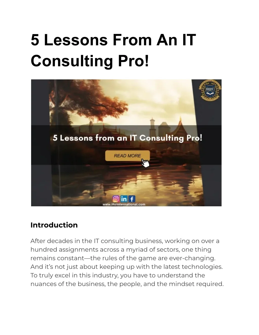PPT - 5 Lessons From An IT Consulting Pro PowerPoint Presentation, free ...