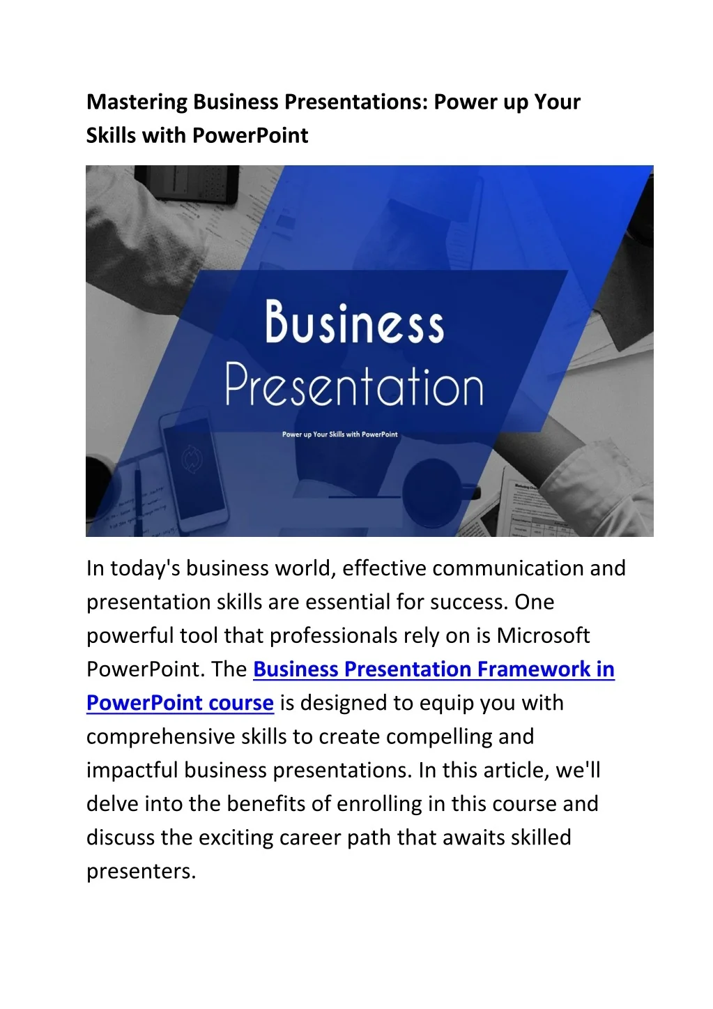 PPT - Mastering Business Presentations Power Up Your Skills with ...