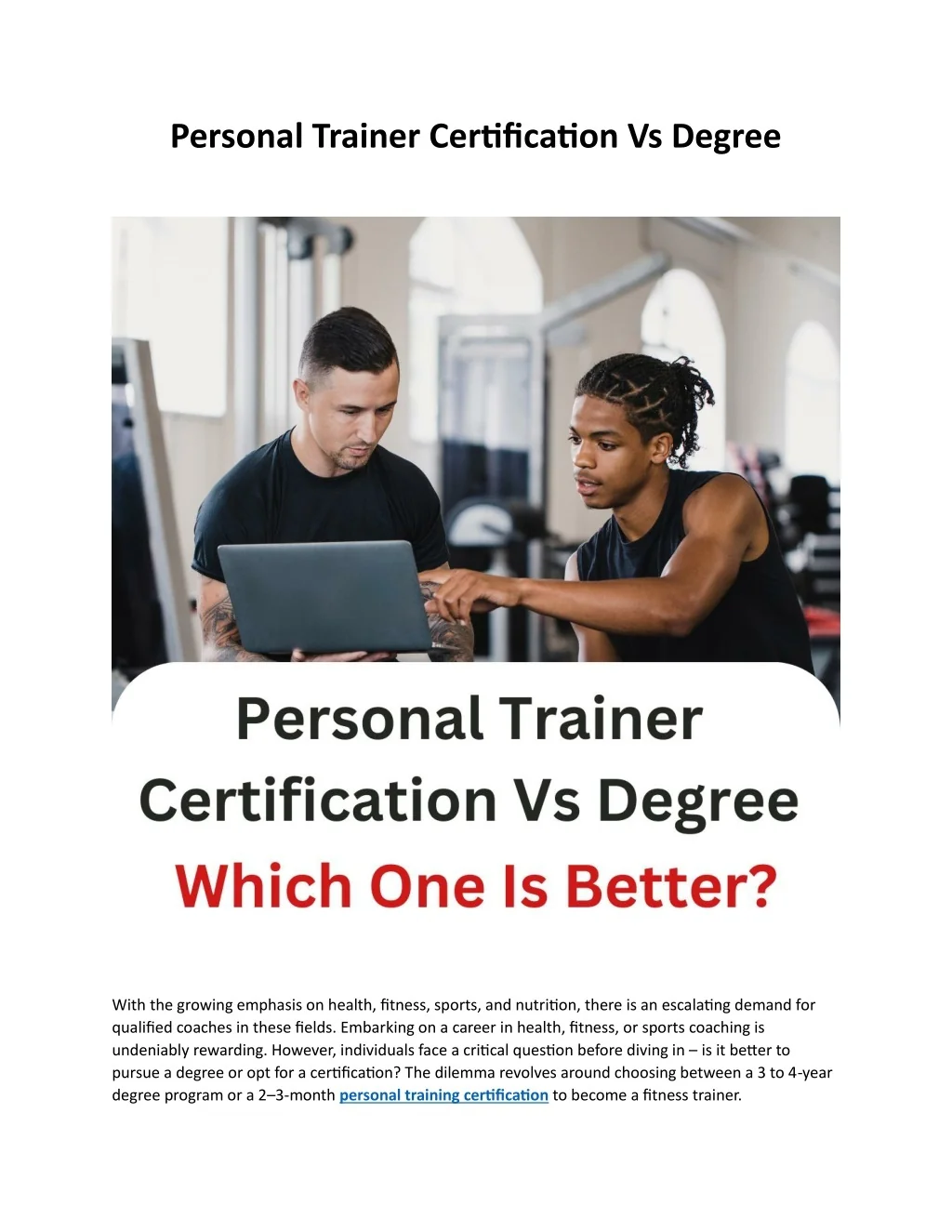PPT - Personal Trainer Certification Vs Degree PowerPoint Presentation ...