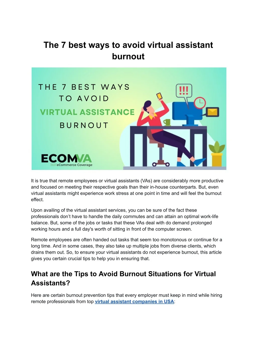 PPT - The 7 best ways to avoid virtual assistant burnout PowerPoint ...