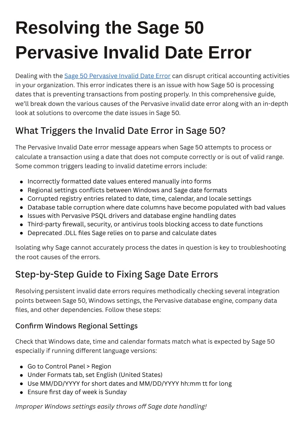 PPT - Resolving the Sage 50 Pervasive Invalid Date Error PowerPoint ...