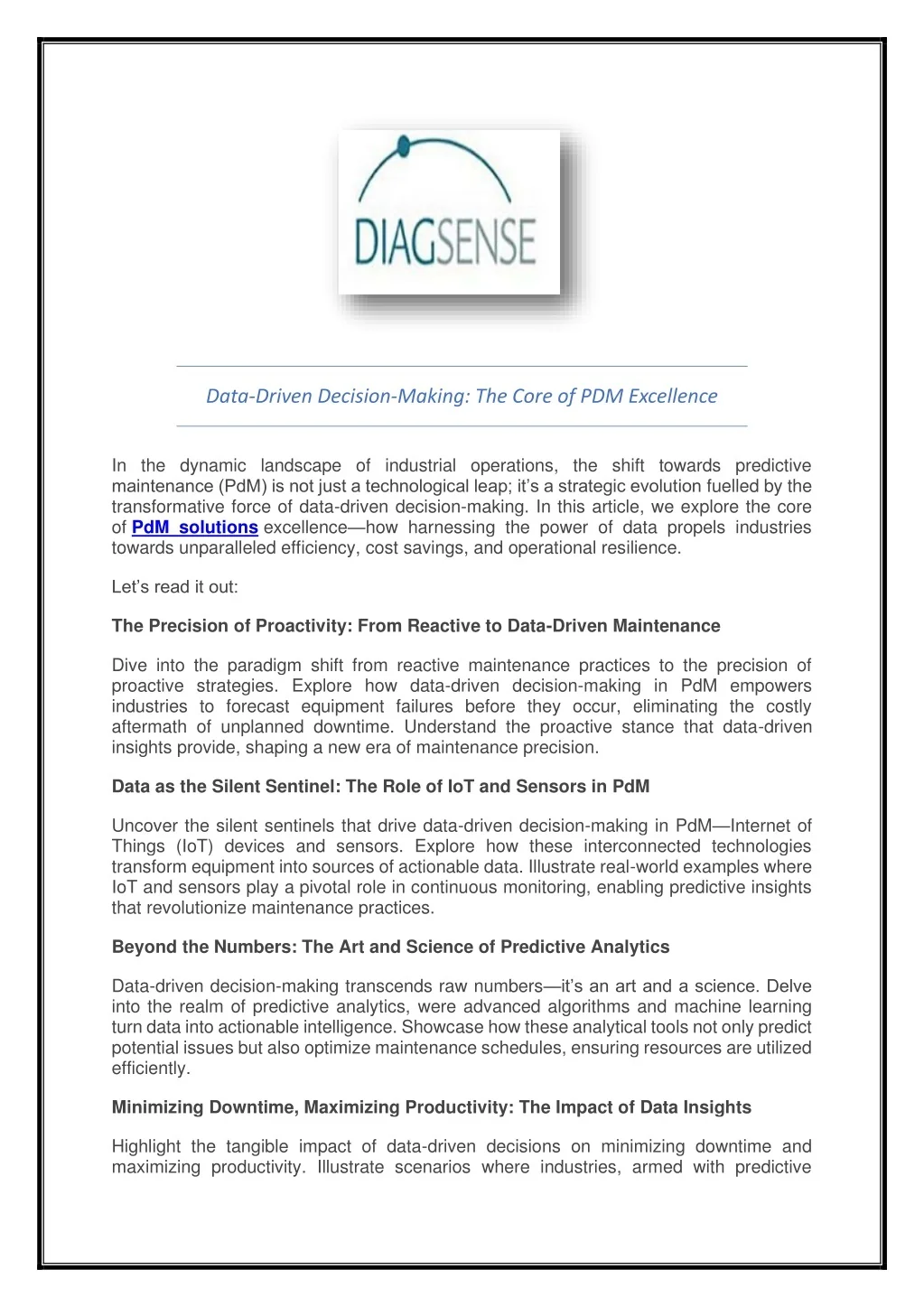 PPT - Data Driven Decision Making The Core of PdM Excellence PowerPoint ...