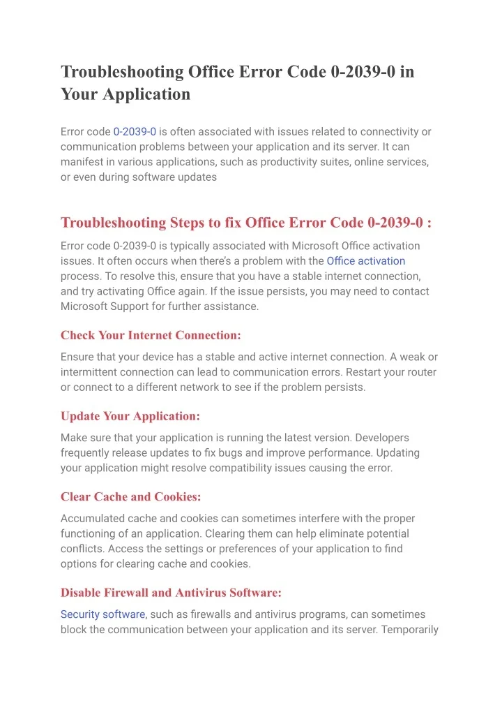 PPT Troubleshooting Office Error Code 0 2039 0 In Your Application PPT Troubleshooting Office Error Code 0 2039 0 In Your Application