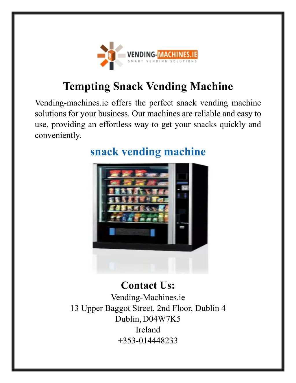PPT - Tempting Snack Vending Machine PowerPoint Presentation, free ...