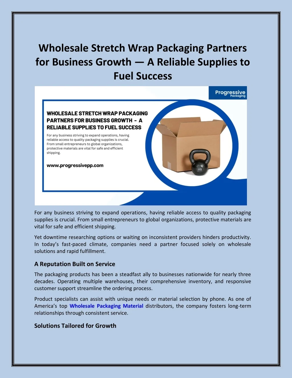 PPT - Wholesale Stretch Wrap Packaging Partners for Business Growth ...
