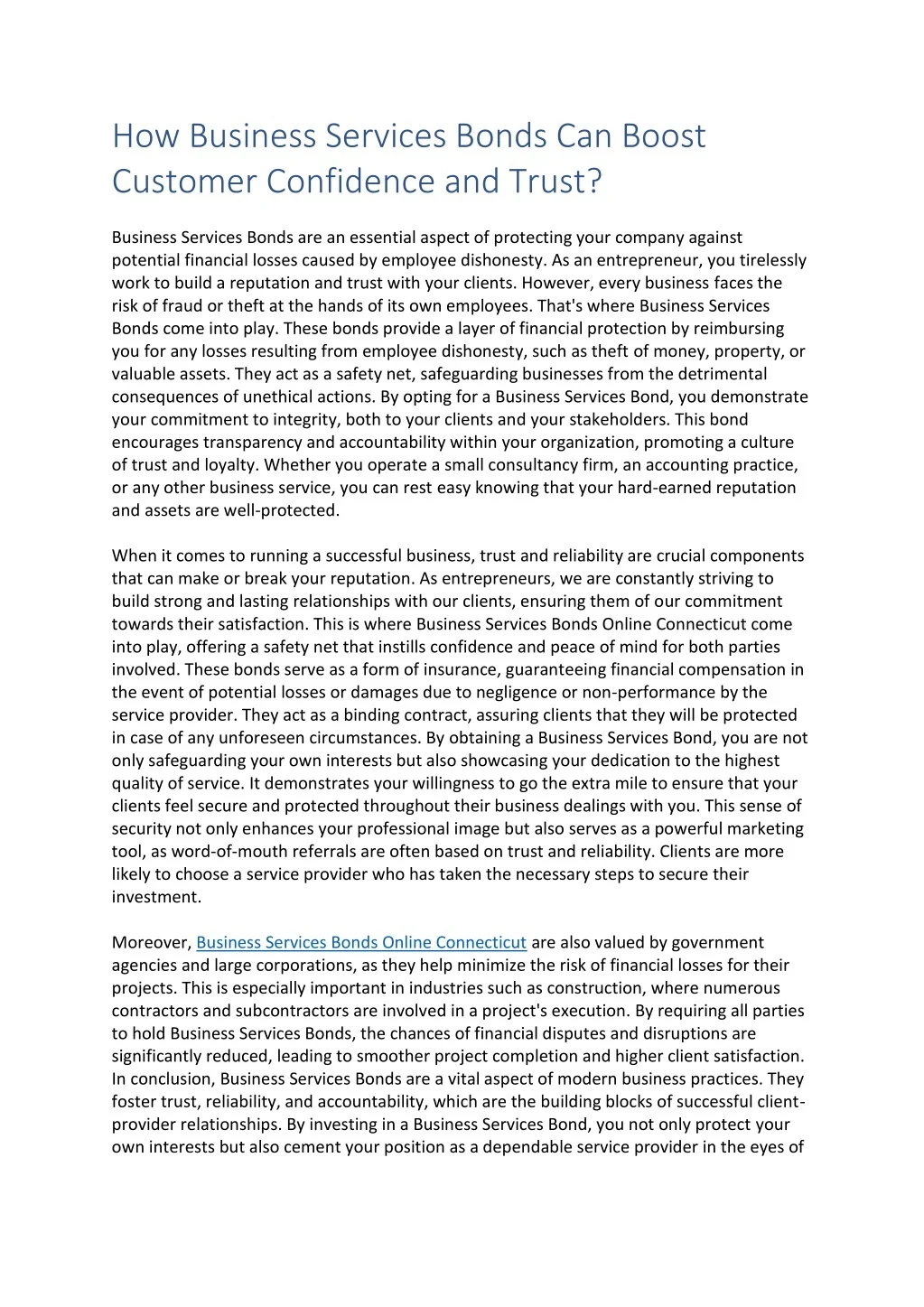 PPT - How Business Services Bonds Can Boost Customer Confidence and ...