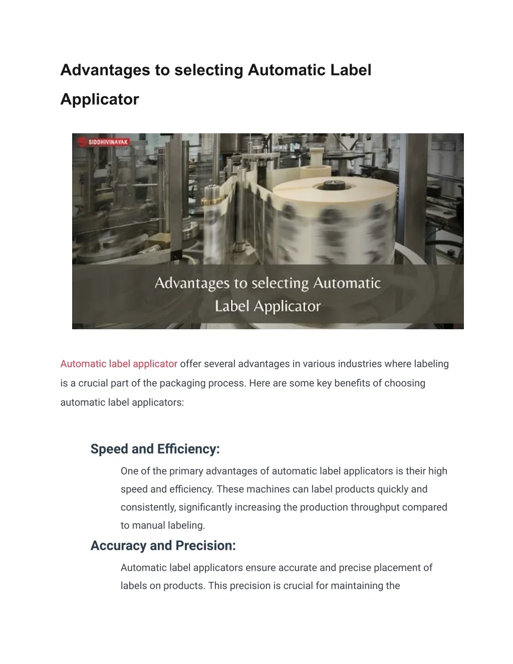 PPT - Advantages to selecting Automatic Label Applicator PowerPoint ...