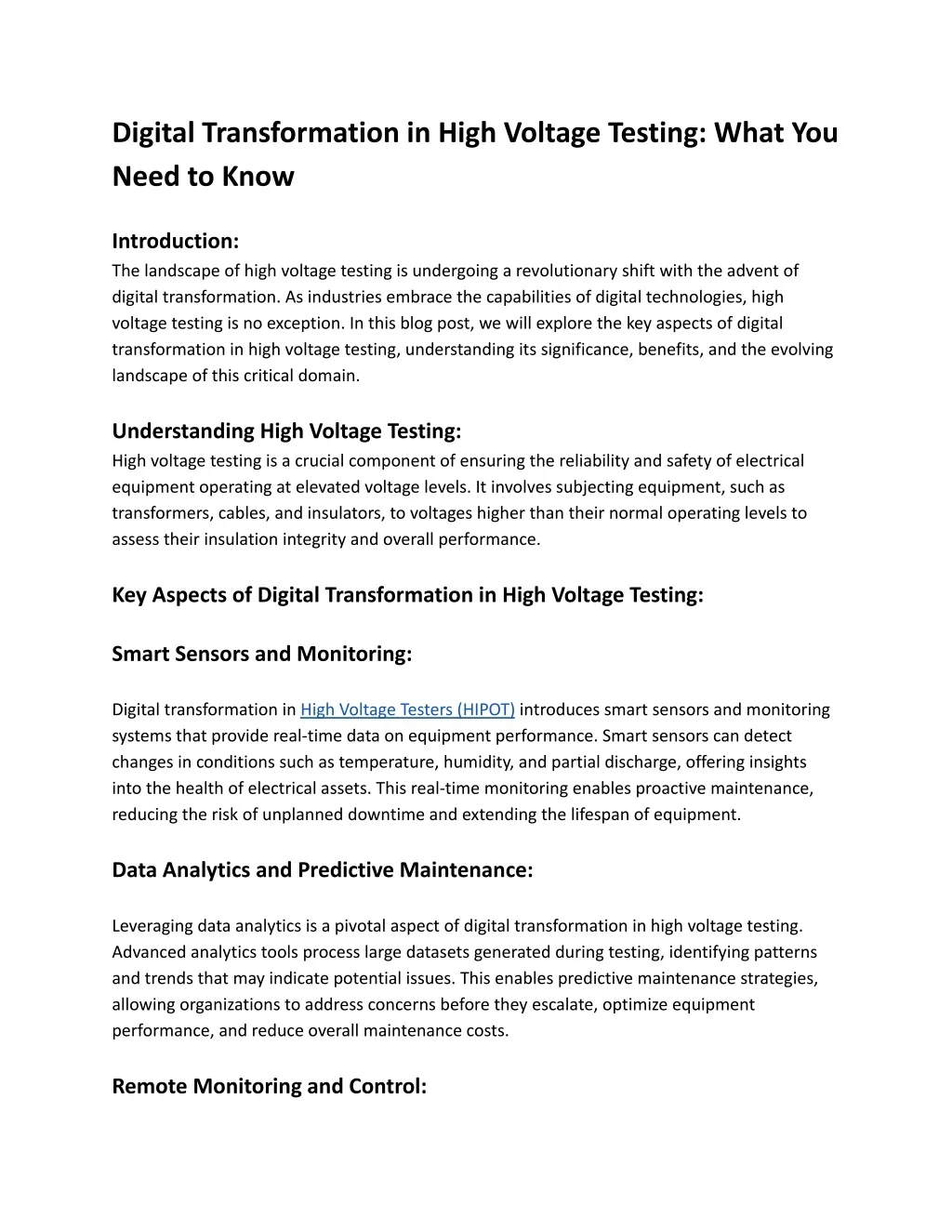 PPT - Digital Transformation in High Voltage Testing_ What You Need to ...