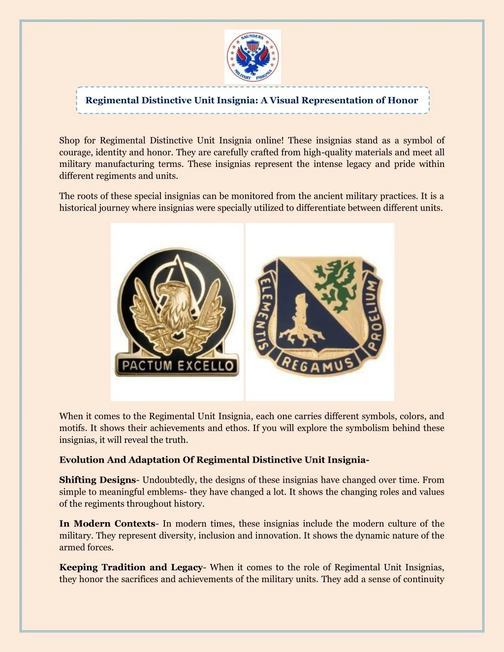 PPT - Regimental Distinctive Unit Insignia A Visual Representation of ...