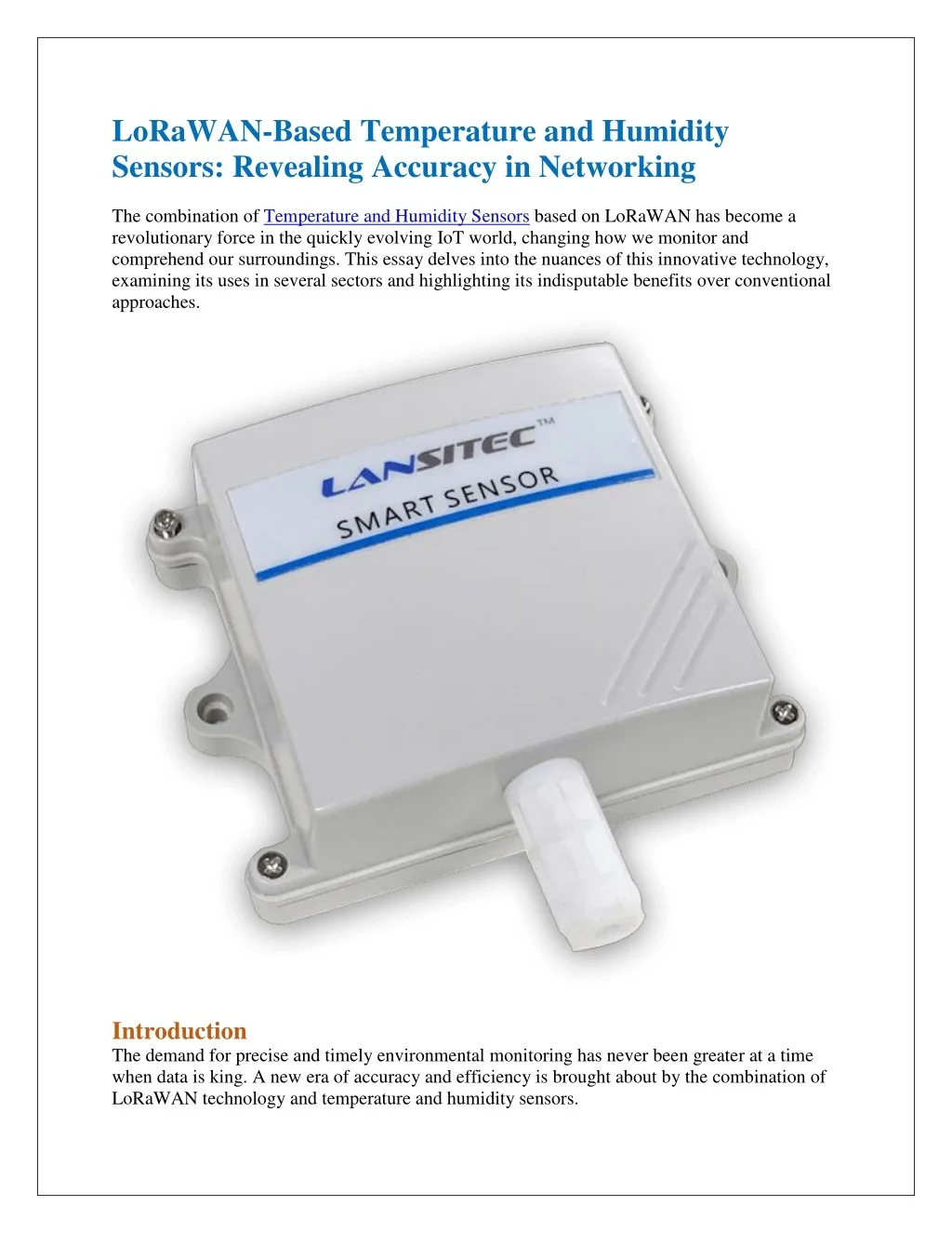 PPT - LoRaWAN-Based Temperature and Humidity Sensors: Revealing ...