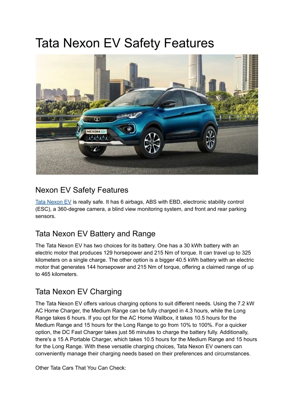 PPT - Tata Nexon EV Safety Features PowerPoint Presentation, free ...