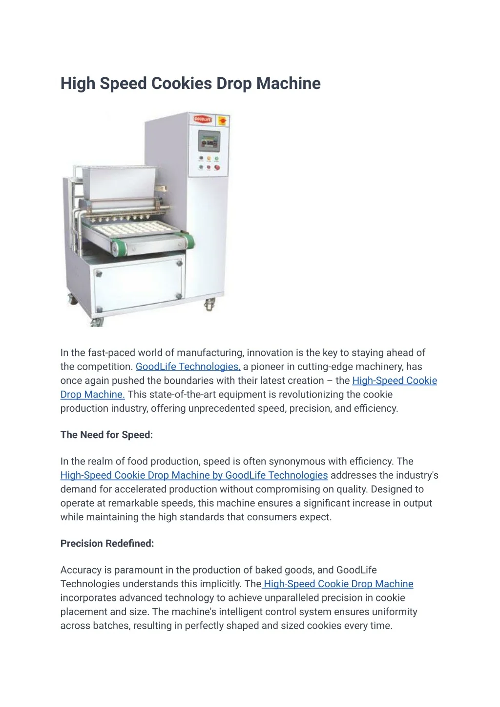 PPT - High Speed Cookies Drop Machine PowerPoint Presentation, free ...