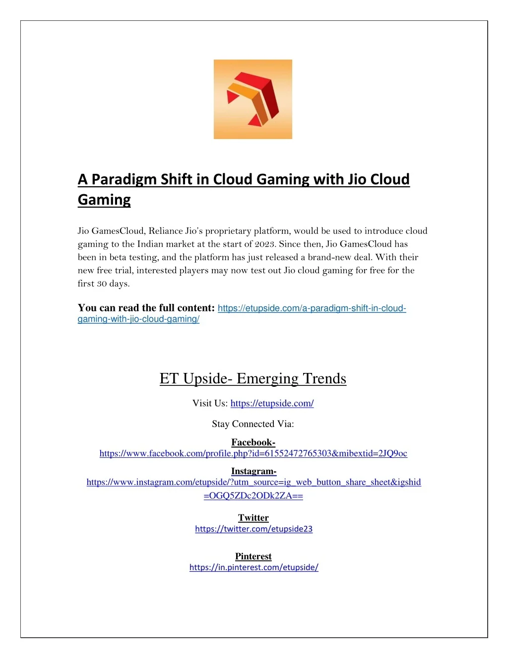 PPT - A Paradigm Shift in Cloud Gaming with Jio Cloud Gaming PowerPoint ...