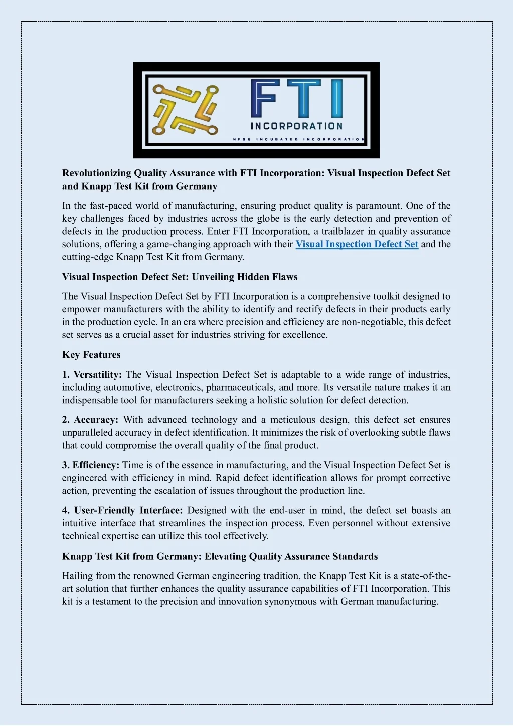 PPT - Revolutionizing Quality Assurance with FTI Incorporation - Visual ...