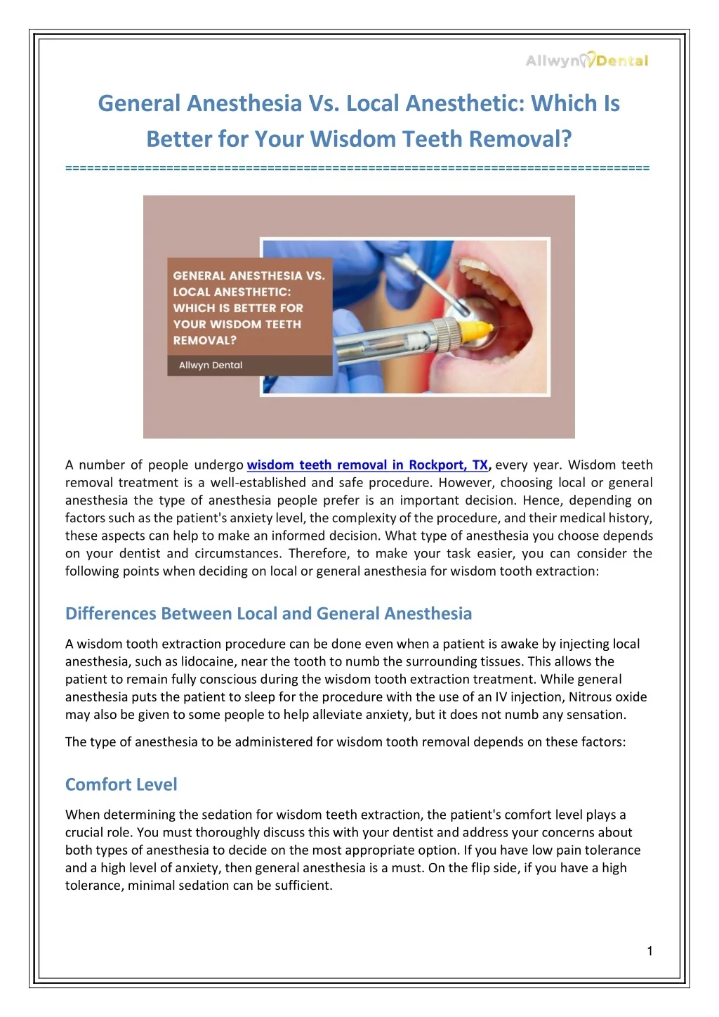 PPT - General Anesthesia Vs. Local Anesthetic Which Is Better for Your ...