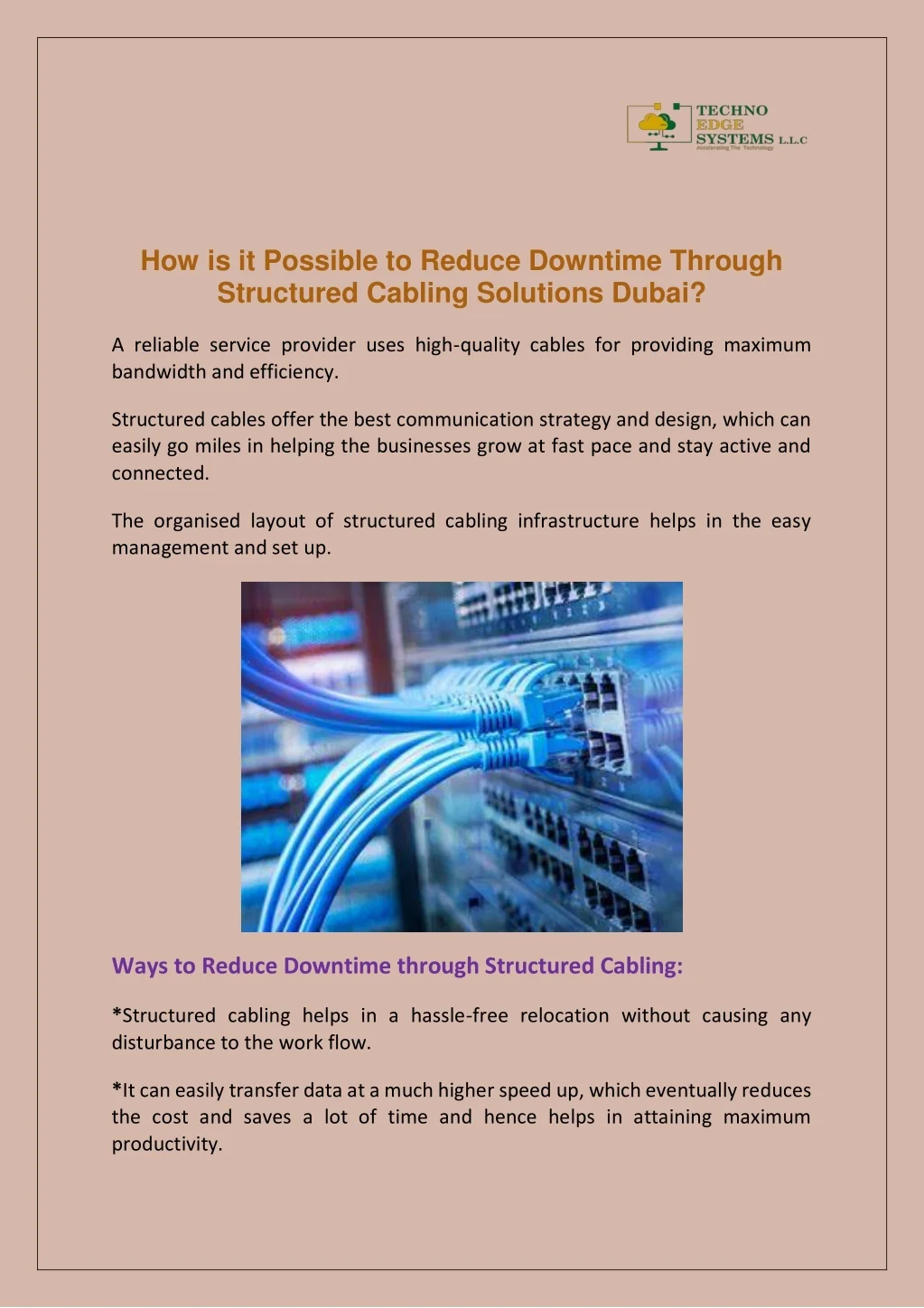 PPT - How is it Possible to Reduce Downtime Through Structured Cabling ...