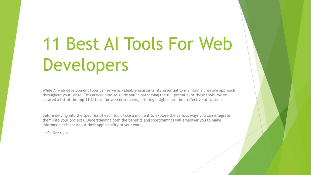 PPT - 11 Best AI Tools For Web Developers PowerPoint Presentation, free ...