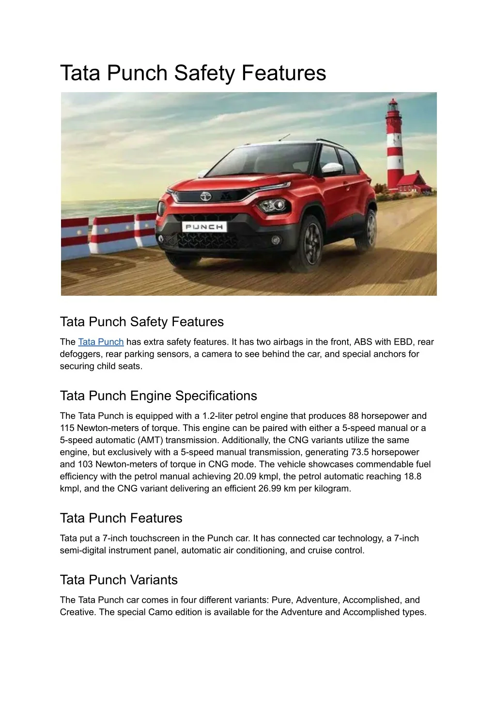 PPT - Tata Punch Safety Features PowerPoint Presentation, free download ...