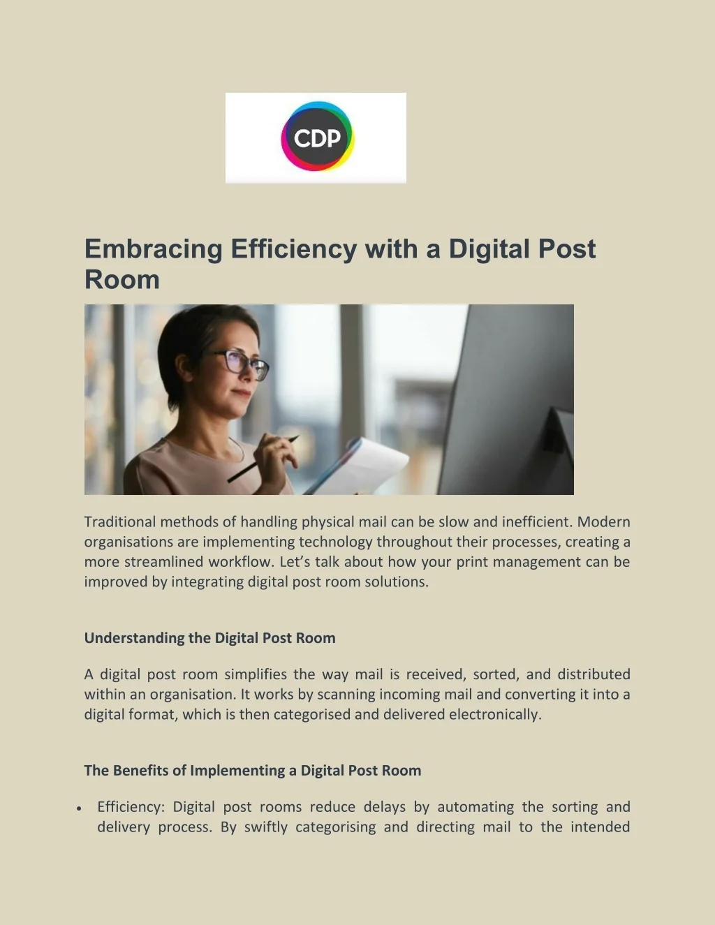 PPT - Embracing Efficiency with a Digital Post Room - CDP Print Management PowerPoint ...