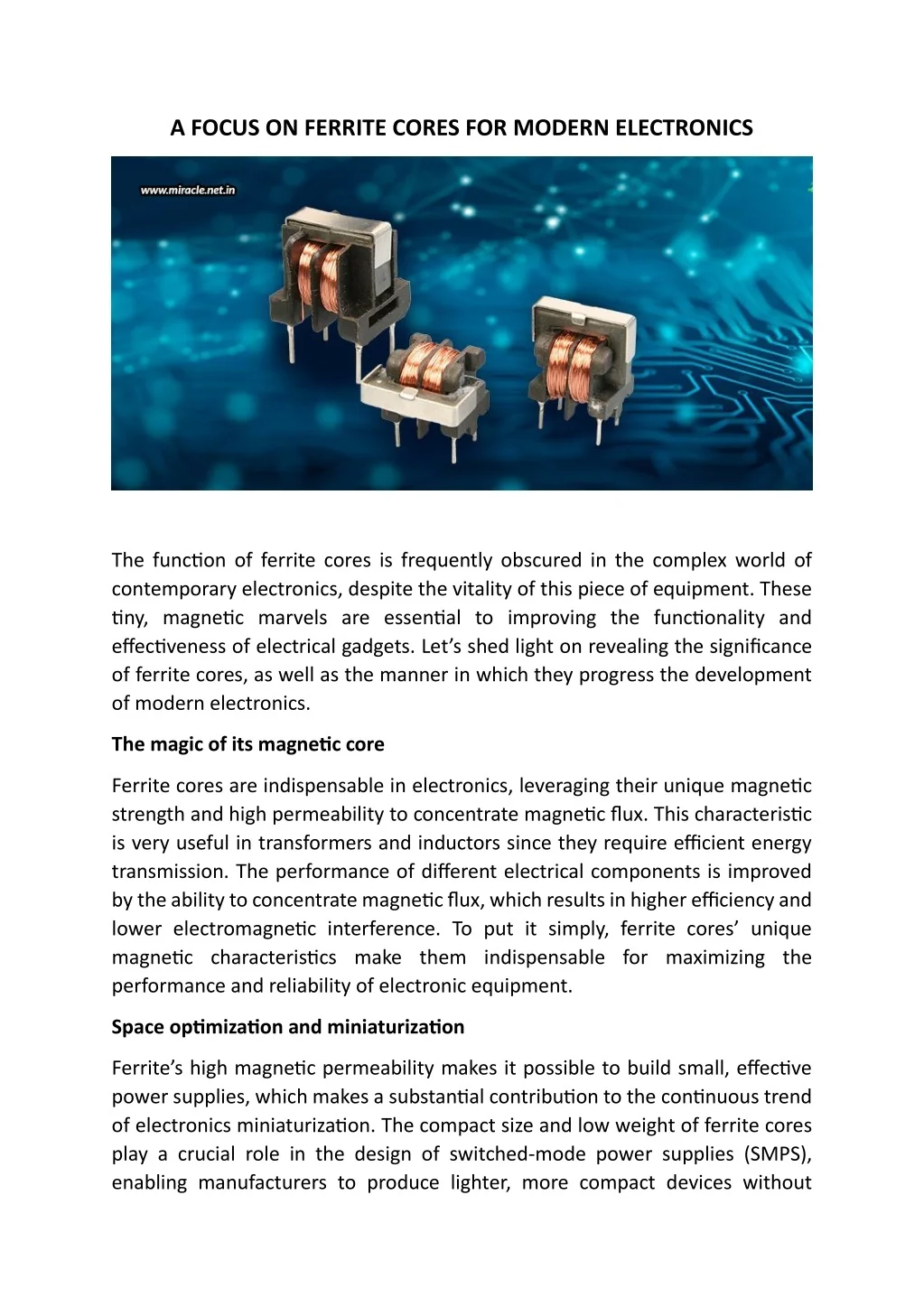 PPT - A FOCUS ON FERRITE CORES FOR MODERN ELECTRONICS PowerPoint Presentation - ID:12790753