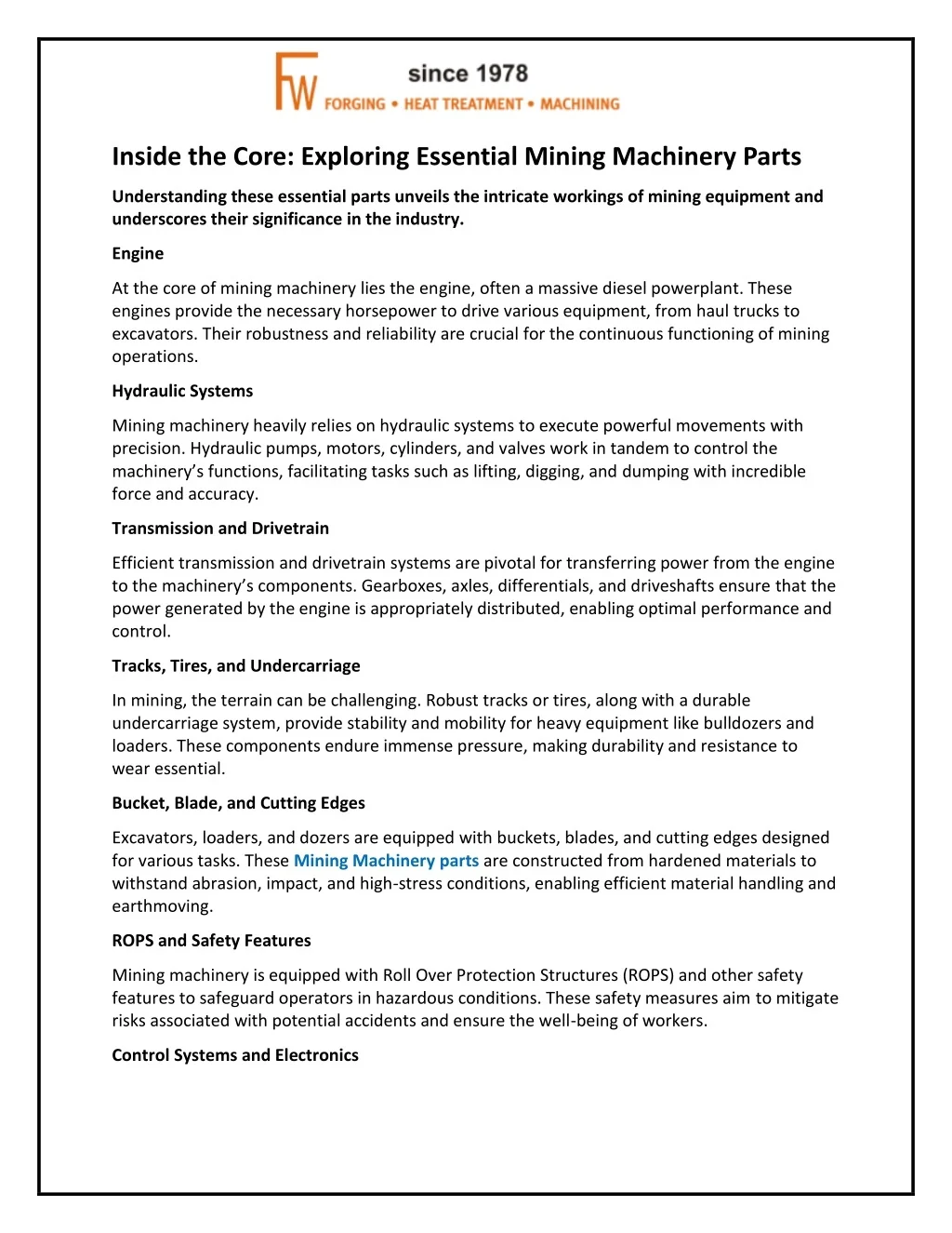 PPT - Inside the Core and Exploring Essential Mining Machinery Parts ...