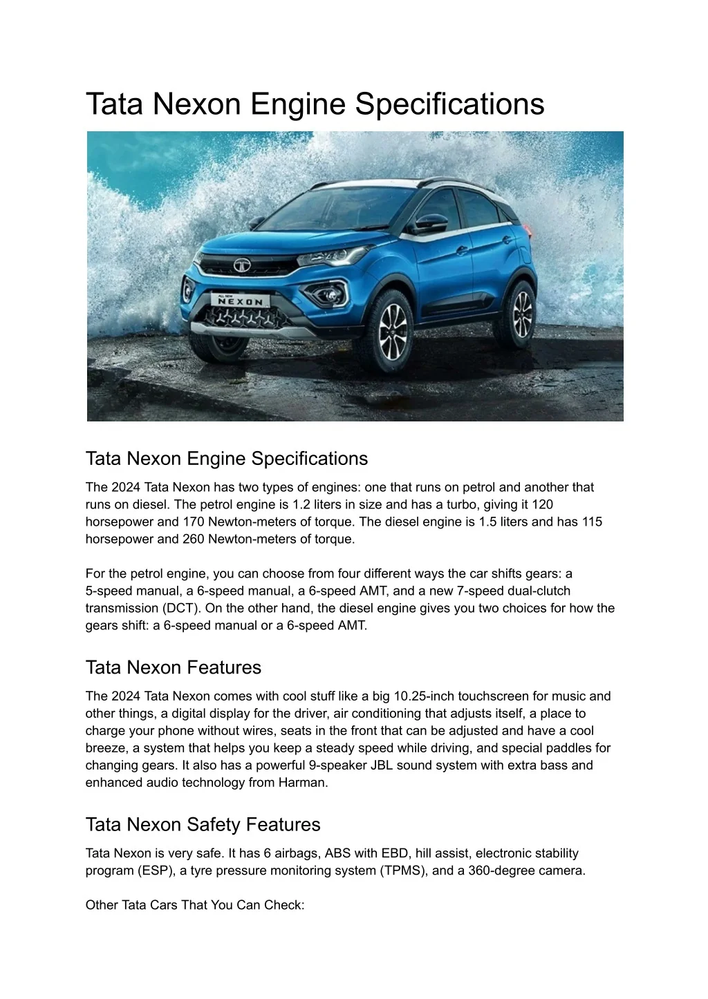 PPT - Tata Nexon Engine Specifications PowerPoint Presentation, free ...